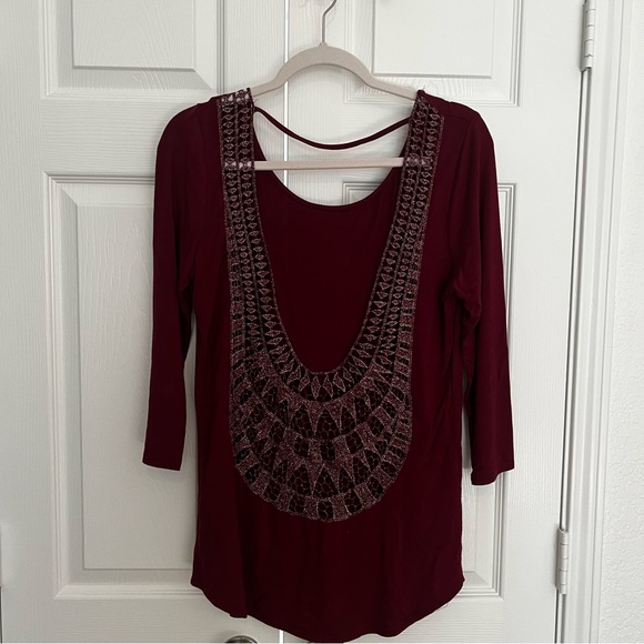 BKE | Tops | Backless Lace Red Top | Poshmark